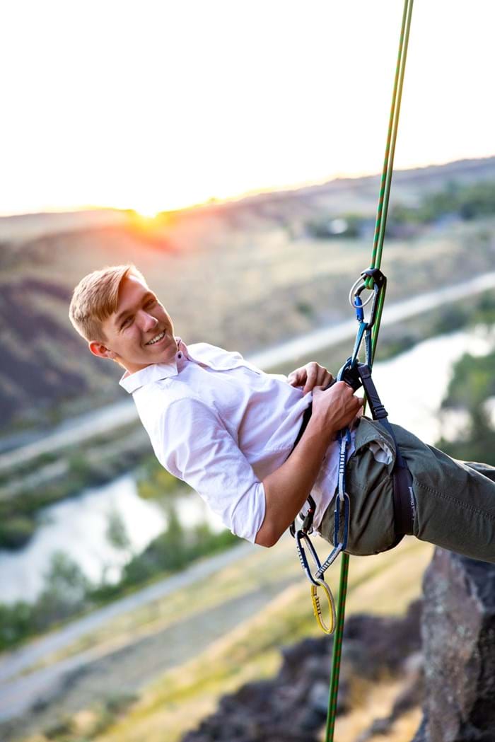 Boise Senior Rock Climbing Portraits | Drew | Bradly Bennison Photography