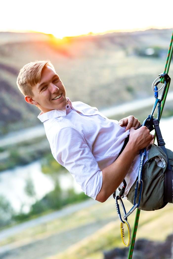 Boise Senior Rock Climbing Portraits | Drew | Bradly Bennison Photography