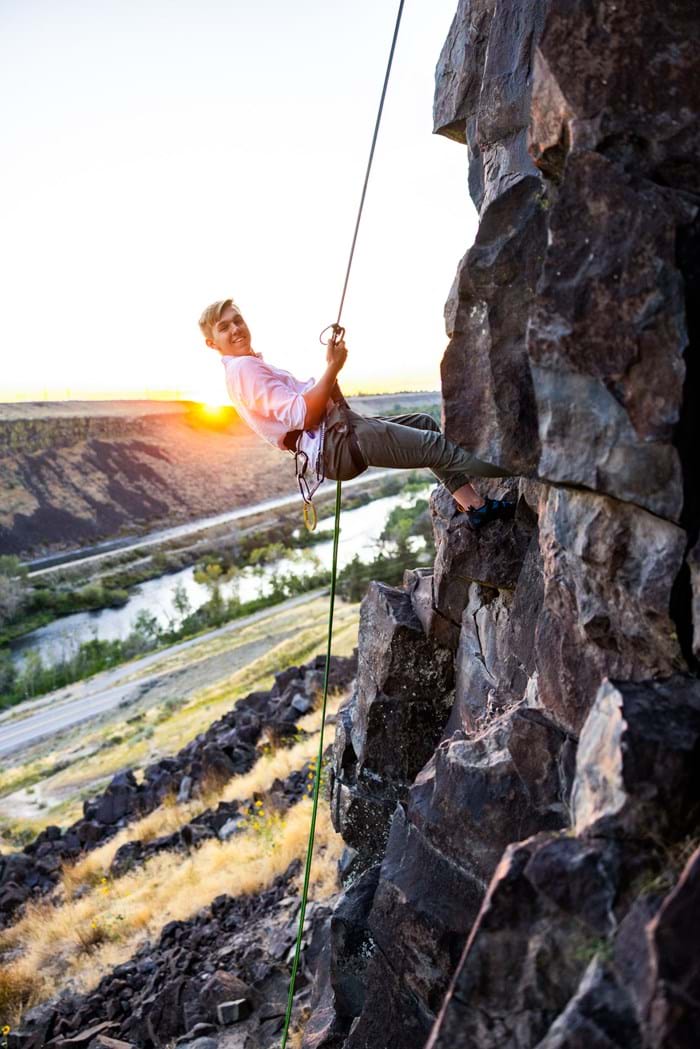 Boise Senior Rock Climbing Portraits | Drew | Bradly Bennison Photography