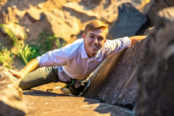 Boise Senior Rock Climbing Portraits | Drew | Bradly Bennison Photography